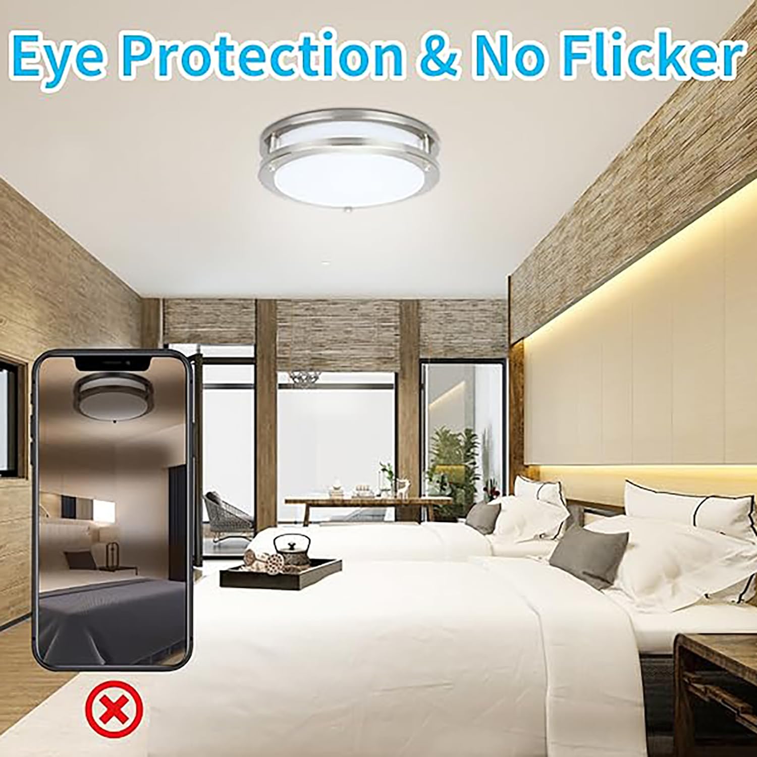 Drosbey 36W LED Ceiling Light Fixture, 13in Flush Mount Light Fixture, Ceiling Lamp for Bedroom, Kitchen, Bathroom, Hallway, Stairwell, Super Bright 3200 Lumens, 5000K Daylight White