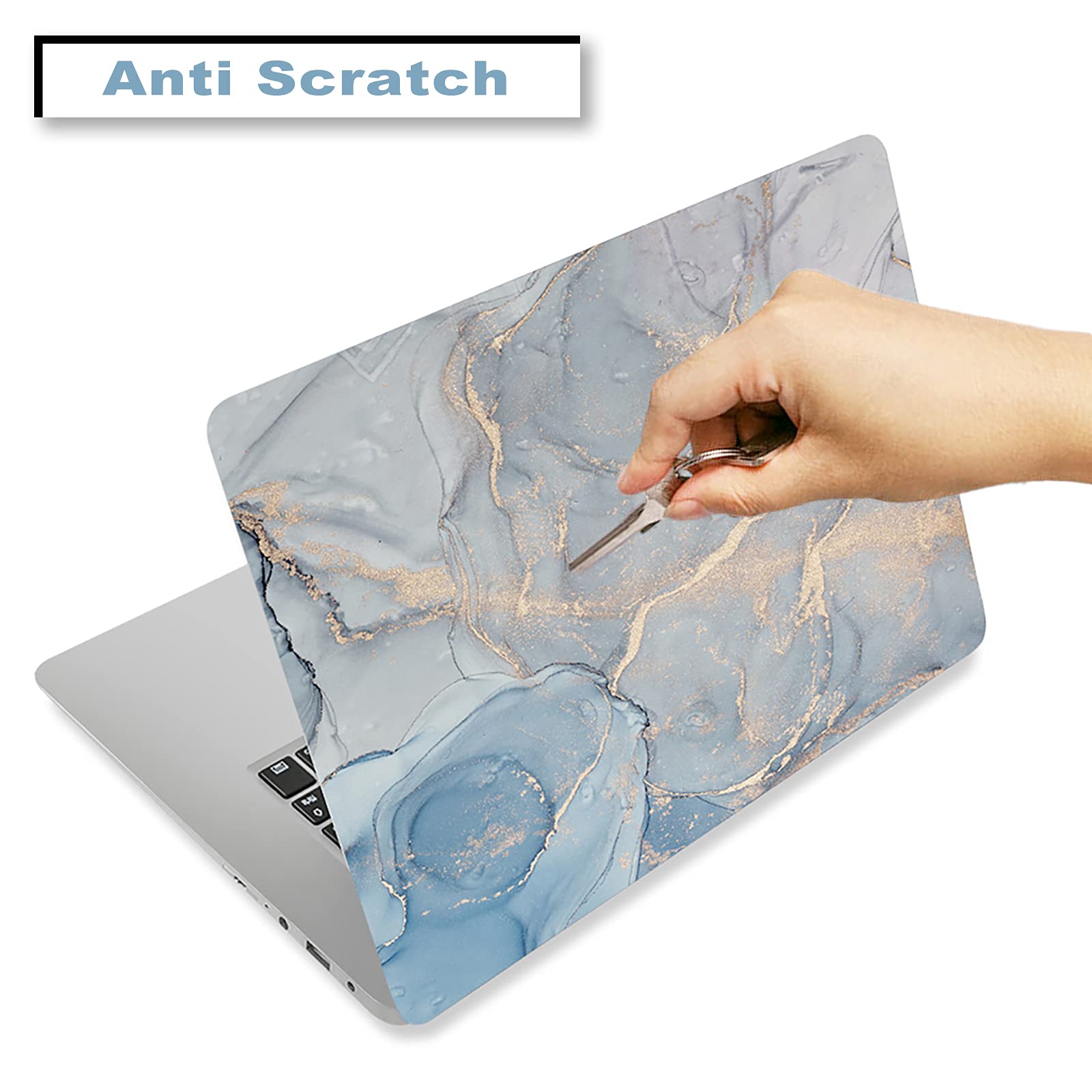 ArtSo Laptop Skin Sticker Decal, 12" 13" 13.3" 14" 15" 15.4" 15.6 inch Laptop Universal Netbook PC Notebook Vinyl Reusable Skin Sticker Cover Art Case Protector Personalized,Blue Grey Marble