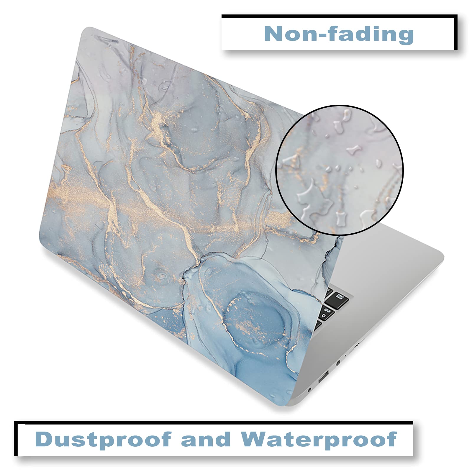 ArtSo Laptop Skin Sticker Decal, 12" 13" 13.3" 14" 15" 15.4" 15.6 inch Laptop Universal Netbook PC Notebook Vinyl Reusable Skin Sticker Cover Art Case Protector Personalized,Blue Grey Marble