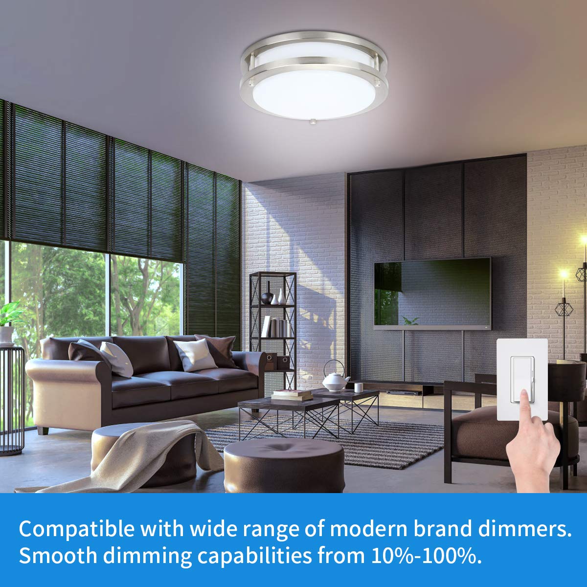 Drosbey 36W LED Ceiling Light Fixture, 13in Flush Mount Light Fixture, Ceiling Lamp for Bedroom, Kitchen, Bathroom, Hallway, Stairwell, Super Bright 3200 Lumens, 5000K Daylight White