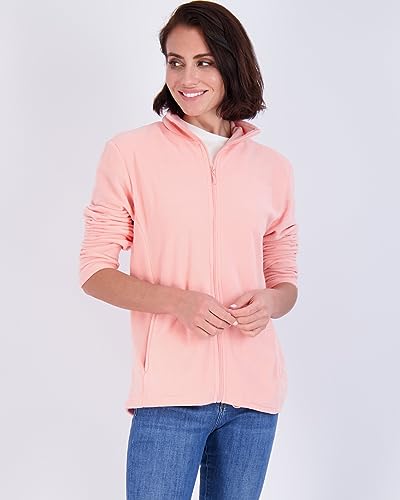 Real Essentials 2 Pack Women's Classic-Fit Womens Women Long-Sleeve Sweatshirt Sweater Pullover Warm Full Outerwear Zipped Long Sleeve Full-Zip Polar Soft Fleece Jacket - Set 8, S