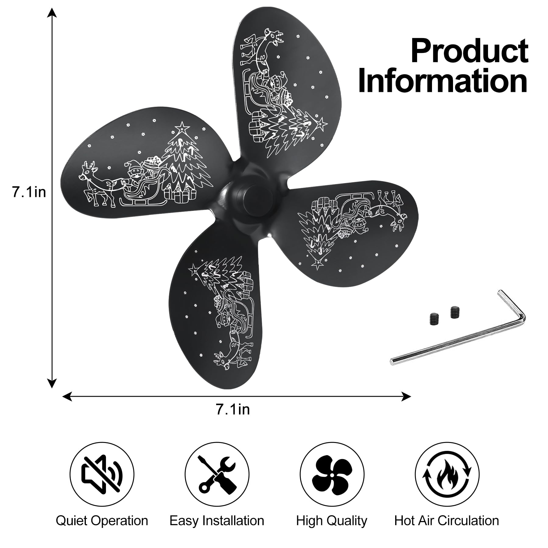 CONBOLA Heat Powered Wood Stove Fan Blade,Replacable Fireplace Fan Blades,Made of Aluminum Material Increases 80% More Warm Air Efficient Heat Distribution,Silent Operation .(TREE)