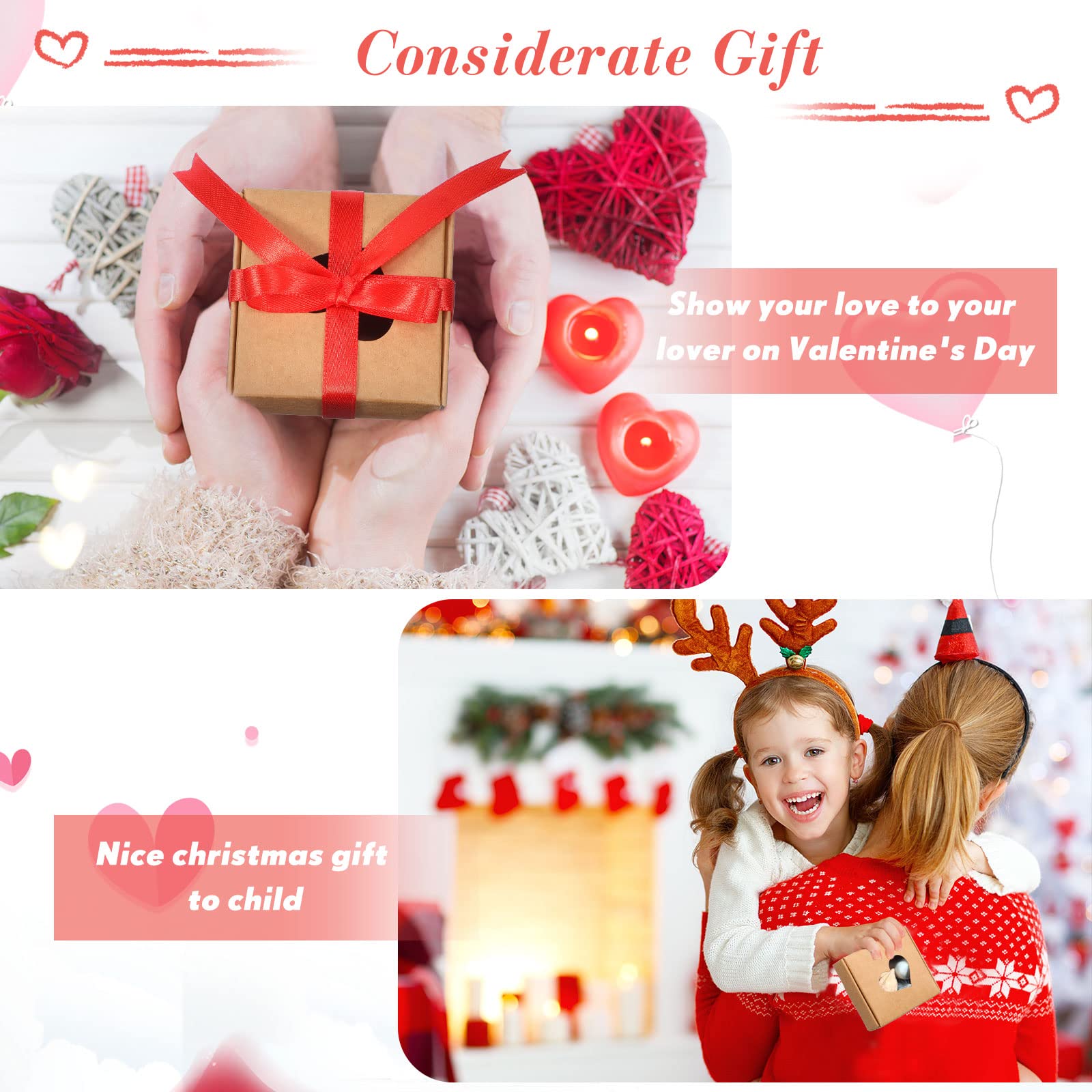 Zonon 36 Pieces Valentine's Day Mini Heart Shaped Present Box Kraft Paper Box with Heart Shaped Window Chocolate Candy Present Box 2.5 x 2.5 x 1.2 Inch