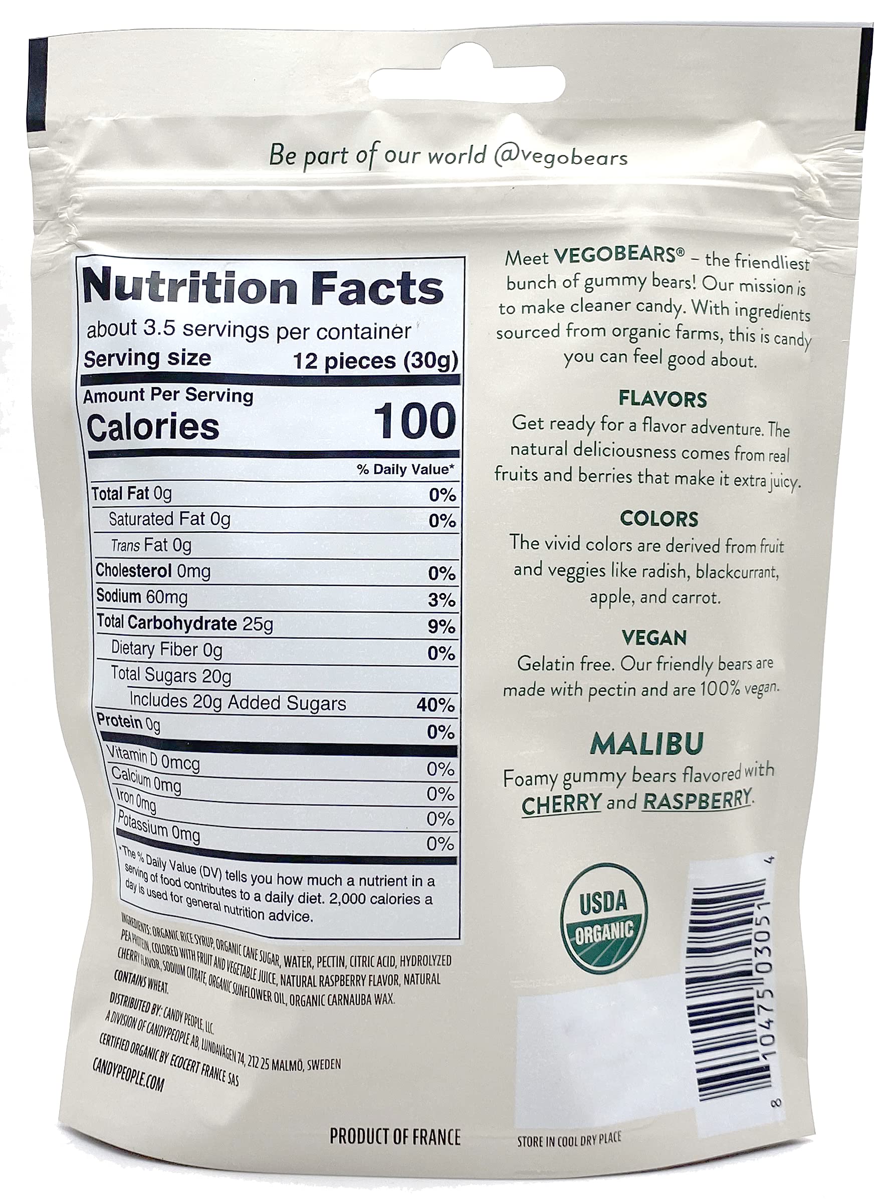 VegoBears Vegan Gummy Bears Variety Pack – Organic Gummy Bears, Vegan Gummies, Organic Candy, Vegan Candy, Gelatin-Free Gummies