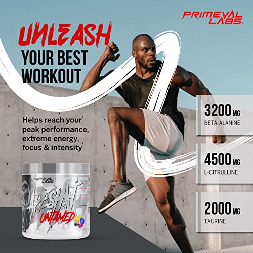 Primeval Labs Ape Untamed Pre Workout Energy Drink Powder, 40 Servings Smashberry | Max Support for Pumps & Focus | Increased Performance | Nitric Oxide Production with L-Citrulline, Beta Alanine