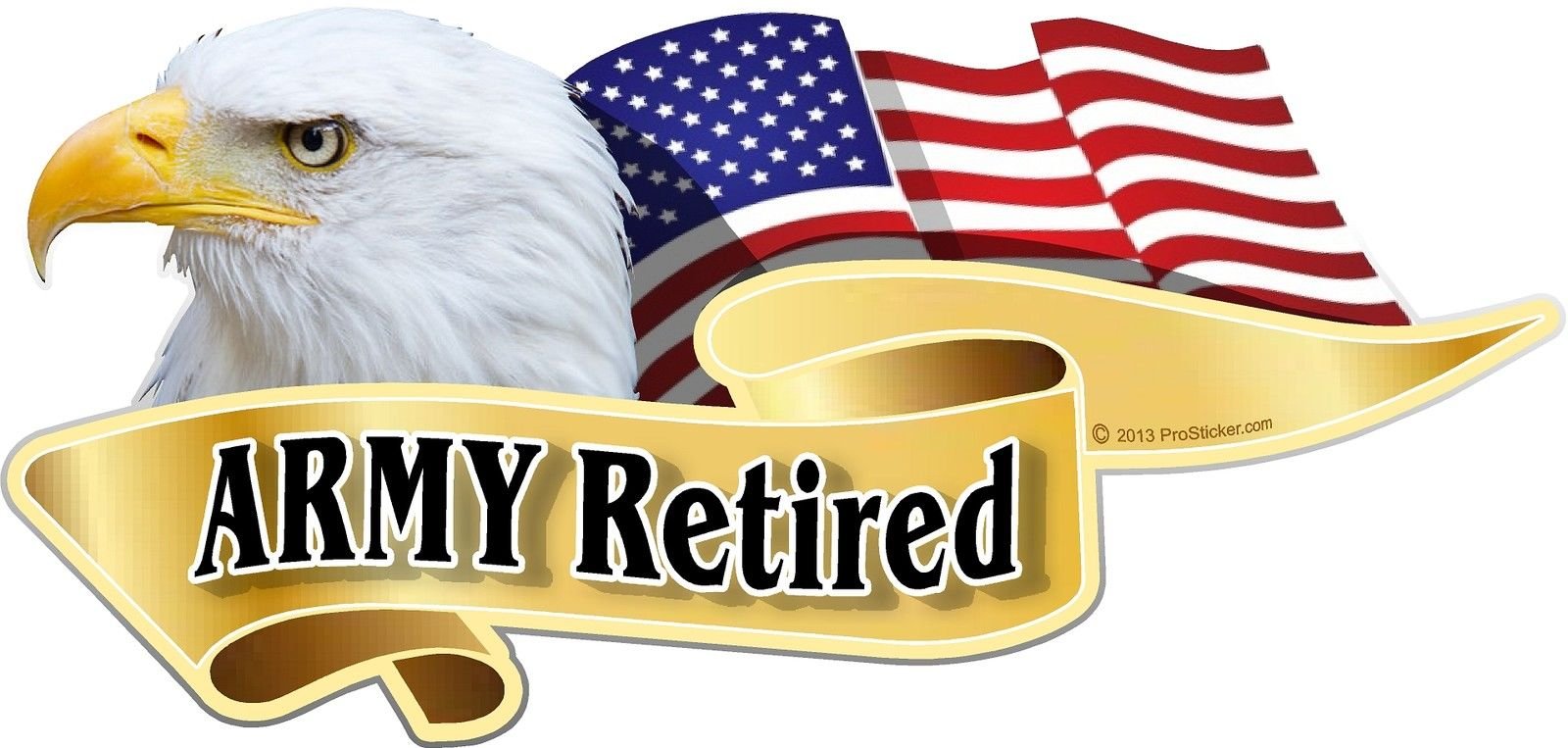 ProSticker 991 (One) 3" X 6" American Pride Series Army Retired Bald Eagle Decal Sticker