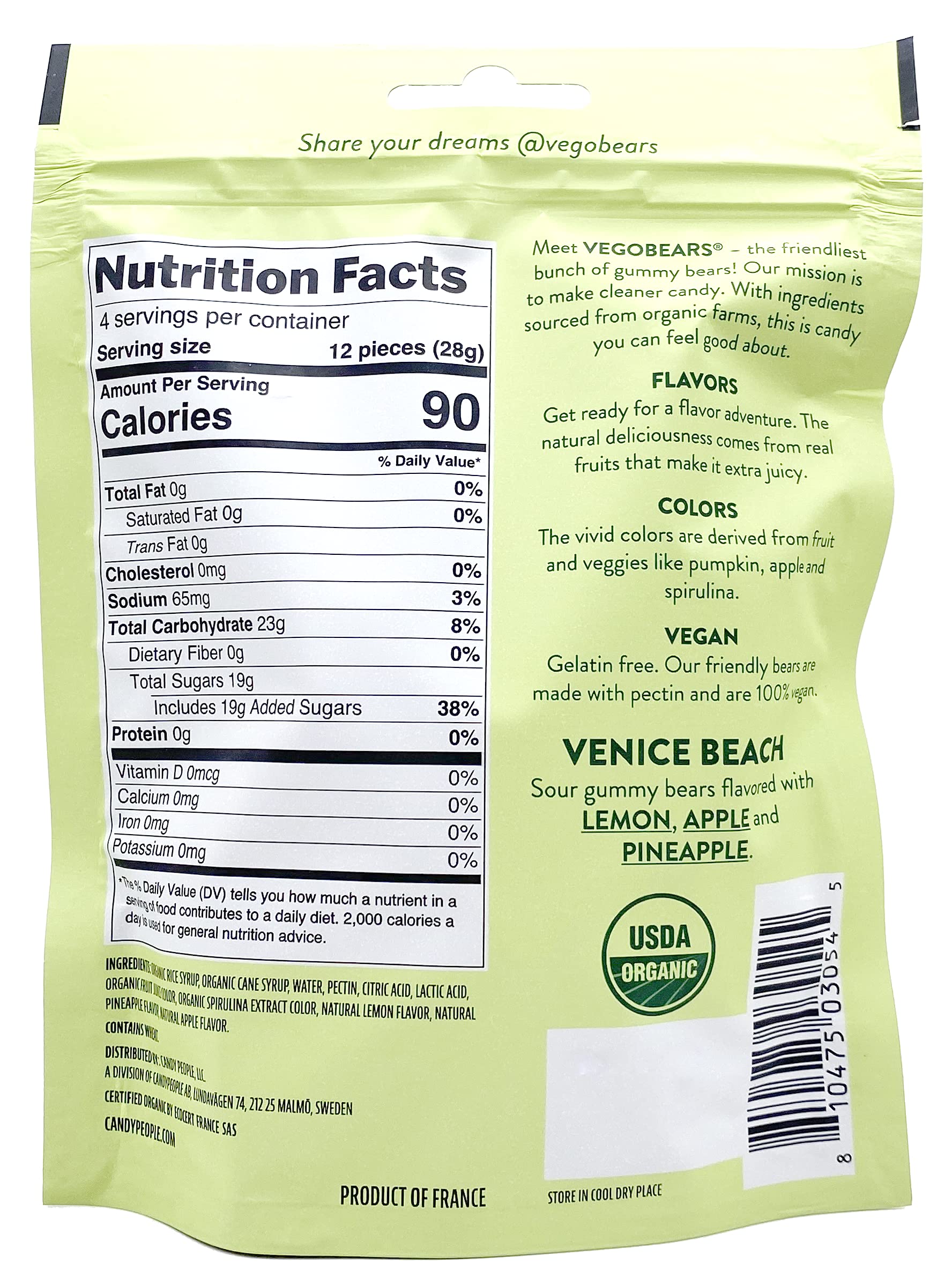 VegoBears Vegan Gummy Bears Variety Pack – Organic Gummy Bears, Vegan Gummies, Organic Candy, Vegan Candy, Gelatin-Free Gummies