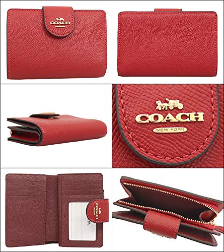 Coach Crossgrain Leather Medium Corner Zip Wallet Style No.6390 Red