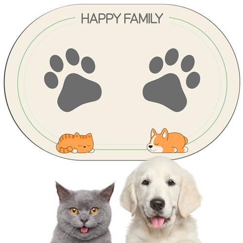 QDAN Waterproof Dog Food Mat-Absorbent Mat for Dog and Cat Bowls, 19"x12"Dog Mat for Food and Water, Pet Mats for Floor Waterproof - Dog Water Bowl Mat for Messy Drinkers