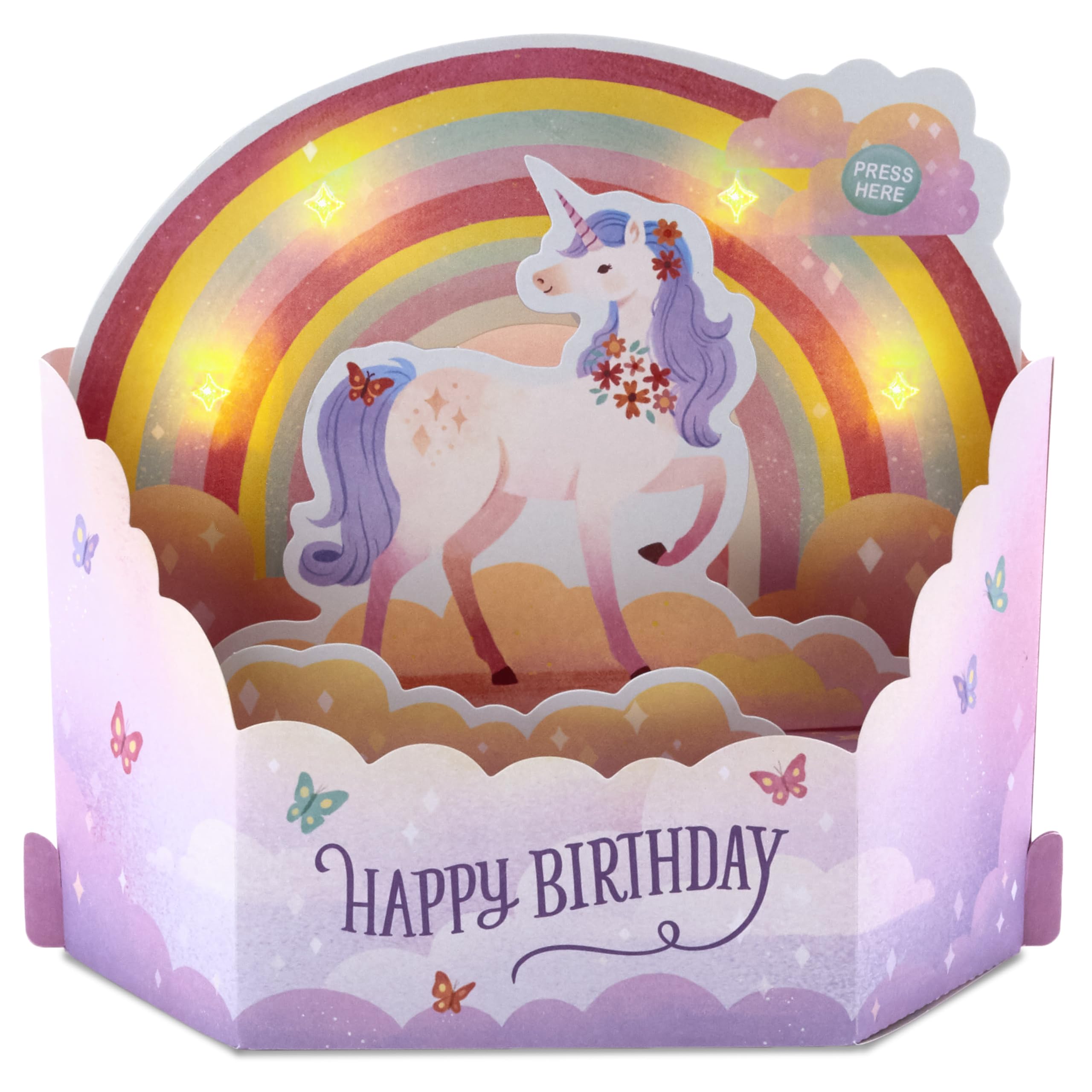 Hallmark Paper Wonder Musical Birthday Pop Up Card (Unicorns and Rainbows)