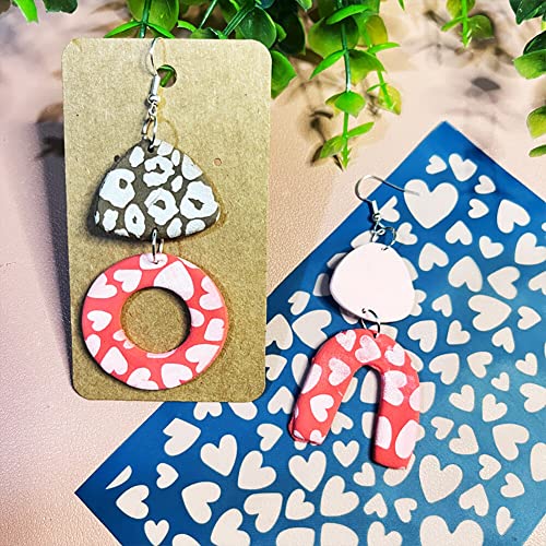 Mersuii 4 Pcs Polymer Clay Silk Screen, Silk Screen Stencils for Polymer Clay, Reusable Silkscreen Print for Printing on Clay & Other Jewelry Clay Earrings Decoration