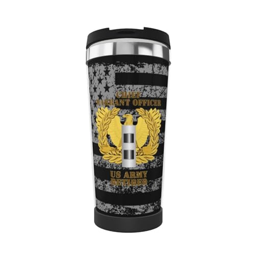 OSUKI Army Retired Chief Warrant Officer Emblem Cw2 Coffee Travel Mug Stainless Steel Straw Travel Tumbler Vacuum Insulated Keep Cold