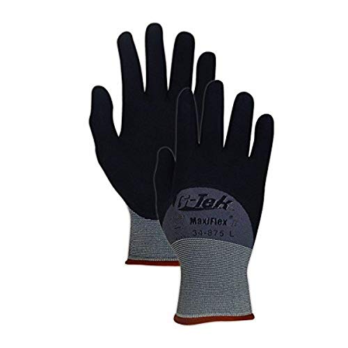 PIP 34-875/XL Maxi Flex Ultimate 34875 3/4 Foam Nitrile Palm Coated Gloves, 2XL, Black, XL (Pack of 12)