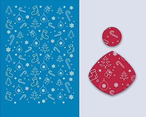 Christmas Silk Screens for Polymer Clay - Christmas Print Silkscreen Stencil for Polymer Clay - Tree,Santa Clause,Snowflake Clay Silk Screen - Polymer Clay Silk Screen Stencil (BCW561)
