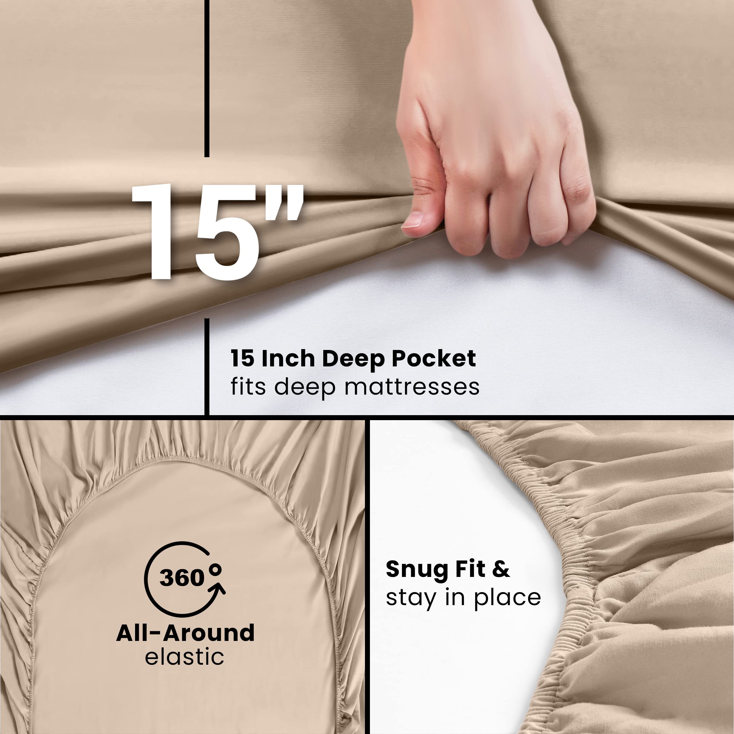 Utopia Bedding Full Fitted Sheet - Bottom Sheet - Deep Pocket - Soft Microfiber - Shrinkage and Fade Resistant - Easy Care -1 Fitted Sheet Only (Beige)