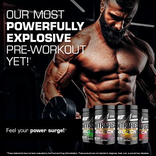 GAT Sport Nitraflex Black, Extreme Pre-Training Formula, 40 Servings (Strawberry Kiwi)