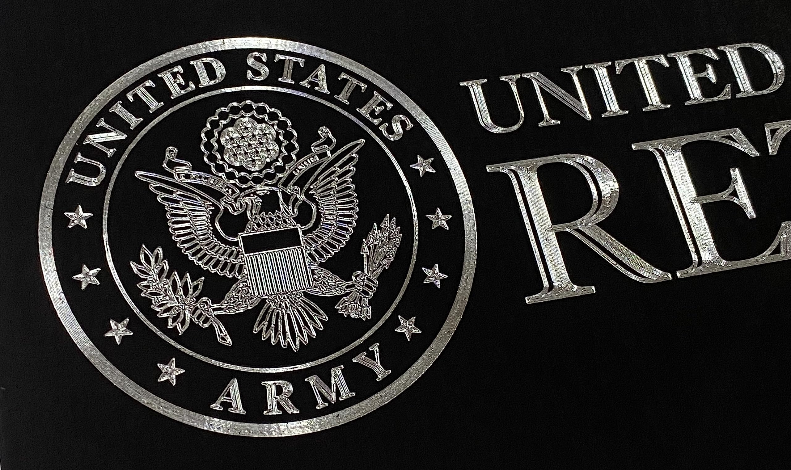 Engraved US Army Retired Car Tag Silver Diamond Etched on Black Aluminum Vanity Front License Plate Gift