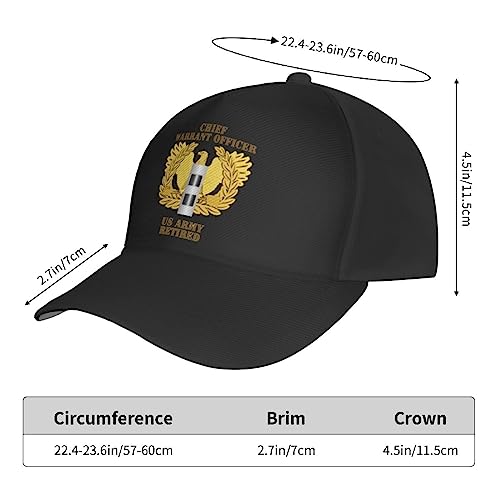 Tavos Army Retired Chief Warrant Officer Emblem Cw2 Trucker Hat for Men - Baseball Snapback Cap Outdoors Black