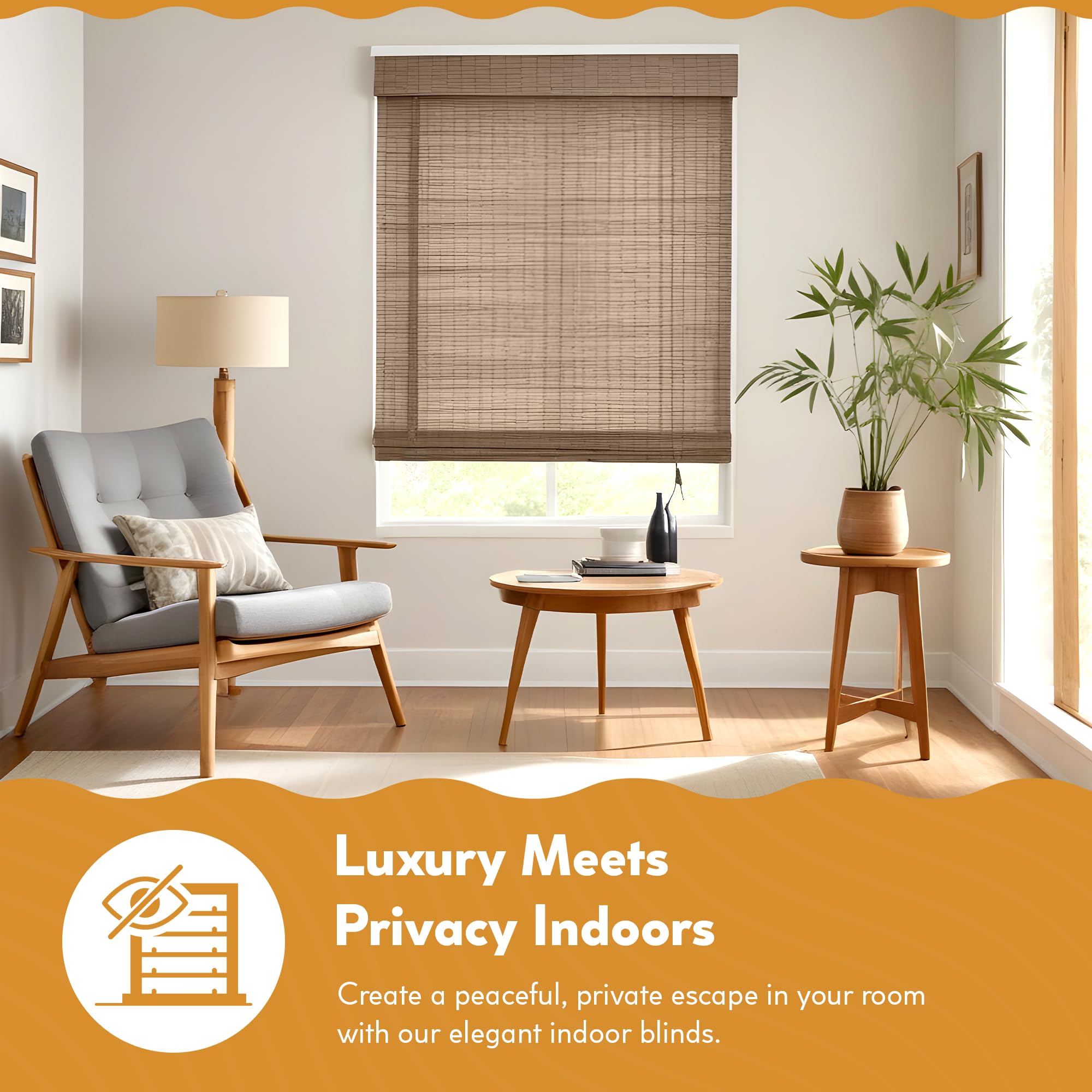 Radiance Cordless Bamboo Roman Shades for Windows - Flatstick Bamboo Blinds for Semi-Private Light Control - Easy to Lift & Fold Up Window Shades - Driftwood - 30 in. W X 64 in. L- (2216606E)