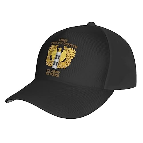 Tavos Army Retired Chief Warrant Officer Emblem Cw2 Trucker Hat for Men - Baseball Snapback Cap Outdoors Black