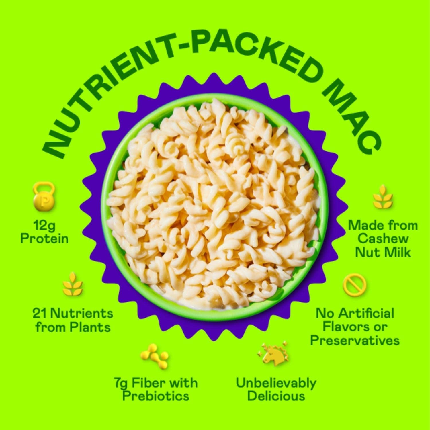 Goodles Vegan Is Believin’ Mac & Cheese 12-Pack, 5.25oz - 12g Protein, 7g Fiber with Prebiotics, 21 Nutrients - Kosher and Clean Label Certified