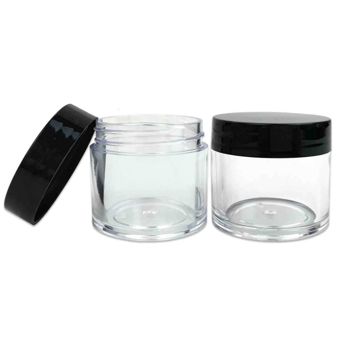 (3 Pieces) Beauticom® 30G/30ML (1 Oz) Round Clear Jars with Black Lids for Herbs, Spices, Loose Leaf Teas, Coffee and Other Foods - BPA Free