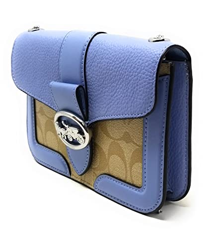 COACH Women's Georgie Crossbody Bag (Signature Canvas - Light Khaki - Marble Blue)