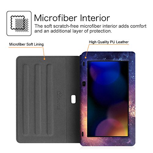Fintie Protective Case for Nintendo Switch - [Multi-Angle Viewing] Ultra Slim Vegan Leather Play Stand Cover with Elastic Strap for Nintendo Switch 2017 - Galaxy