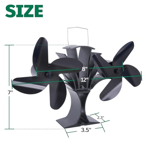 KIAADSY Dual Motors 8-Blade Wood Stove Fan,Heat Powered Stove Top Fan for Heater/Wood/Pellet/Log Burner/Fireplace, Upgrade Cocoon Fan, Efficiently Circulate Warm Air(with Bracket)