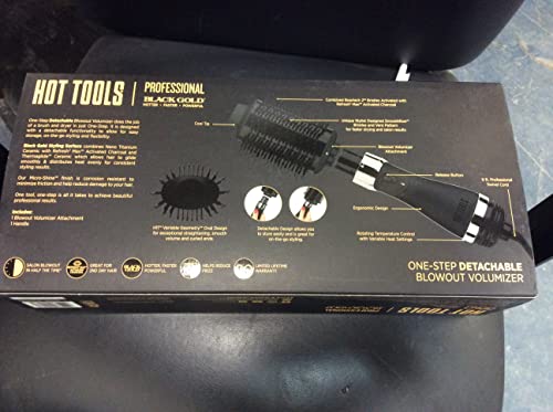 HOT TOOLS Professional Black Gold Detachable One-Step Volumizer and Hair Dryer, 2.8 inch Barrel