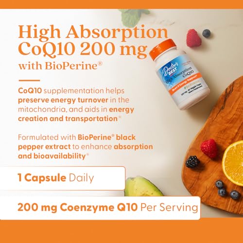 Doctors Best High Absorption CoQ10, Heart & Energy Support*, USP Verified, Naturally Fermented CoQ10, Non-GMO, Gluten Free, Soy Free, Vegan 60 Veggie Caps