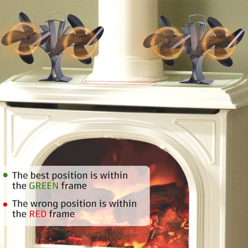KIAADSY Dual Motors 8-Blade Wood Stove Fan,Heat Powered Stove Top Fan for Heater/Wood/Pellet/Log Burner/Fireplace, Upgrade Cocoon Fan, Efficiently Circulate Warm Air(with Bracket)