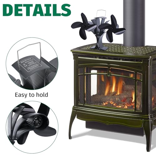 KIAADSY Dual Motors 8-Blade Wood Stove Fan,Heat Powered Stove Top Fan for Heater/Wood/Pellet/Log Burner/Fireplace, Upgrade Cocoon Fan, Efficiently Circulate Warm Air(with Bracket)