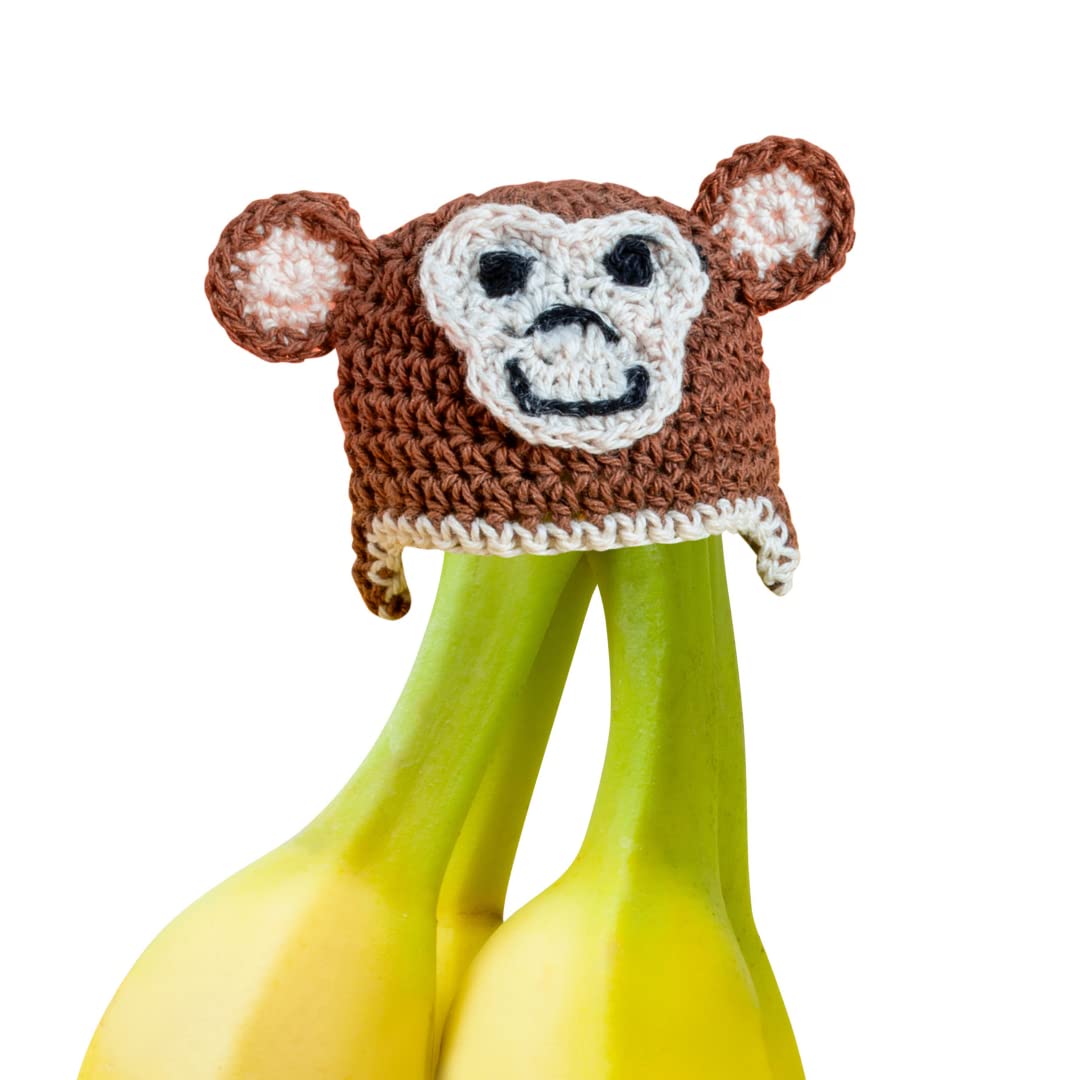 NANA HATS Banana Preserver | Keep Bananas Fresher for Longer | Includes Standard Size BPA-Free Silicone Cap with Magnet | Monkey