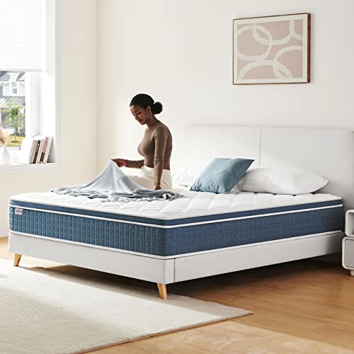 Jingxun Full Mattress, 10 Inch Hybrid Mattress with Gel Memory Foam,Motion Isolation Individually Wrapped Pocket Coils, Pressure/Back Pain Relief& Cooling Bed, Full Size