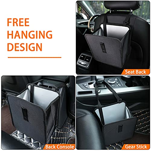 Hanging Car Trash Bag Can Premium Waterproof Litter Garbage Bag Organizer 1.85 Gallon Capacity Black Powertiger