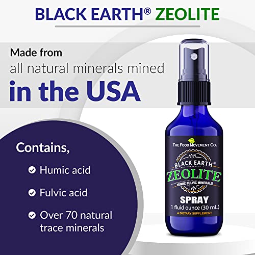 The Food Movement Black Earth Zeolite with Humic and Fulvic Acids and Trace Minerals for Detox, Digestion, Immunity, and More - Pump Spray Bottle