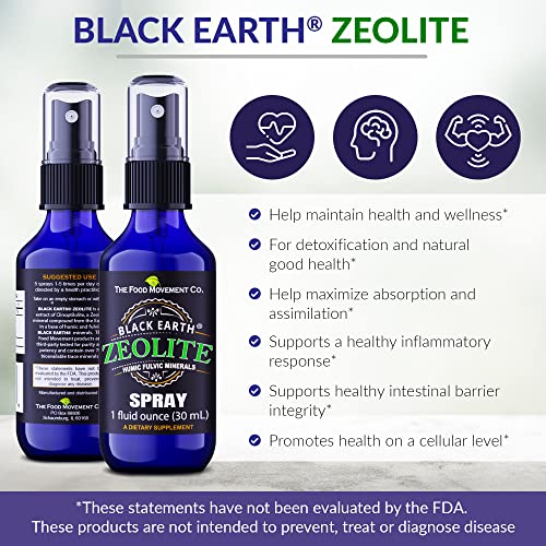 The Food Movement Black Earth Zeolite with Humic and Fulvic Acids and Trace Minerals for Detox, Digestion, Immunity, and More - Pump Spray Bottle