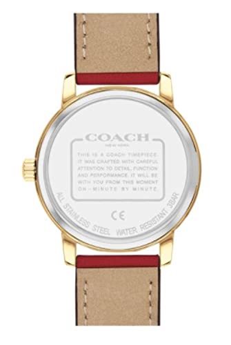 Coach Grand Black Dial Carriage Design Red Leather Strap Womens Watch 14503848