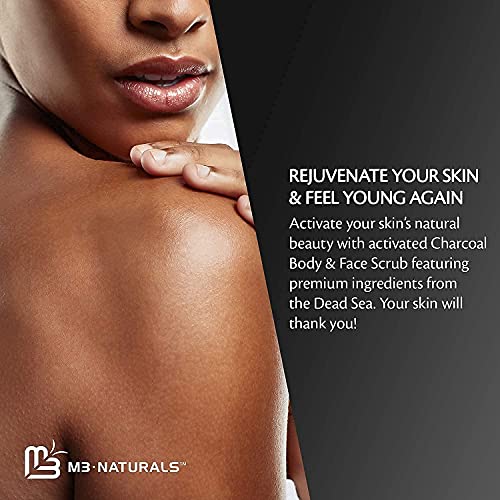 Charcoal Exfoliating Body Scrub Polish with Collagen & Stem Cell Gentle Body Exfoliator Face Scrub Bump Eraser Booty Scrub Best Shower Scrub Skin Exfoliant Moisturize Skin Exfoliate Absorbs Nutrients by M3 Naturals