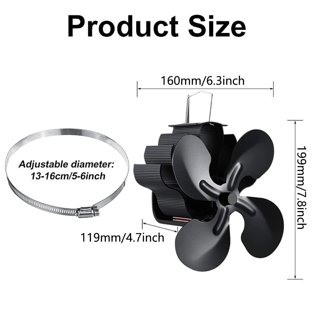PANDA100 Heat Powered Stove Fan-2019 Upgrade Designed Silent Operation 4 Blades with Stove Thermometer for Wood/Log Burner/Fireplace-Eco Friendly and Efficient Heat Distribution (4 Blades)