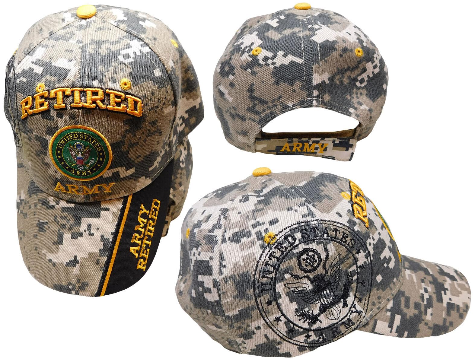 Ant Enterprises U.S. Army Hat Military Army Retired Official Licensed Baseball Cap- ACU Camo