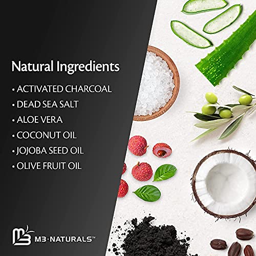 Charcoal Exfoliating Body Scrub Polish with Collagen & Stem Cell Gentle Body Exfoliator Face Scrub Bump Eraser Booty Scrub Best Shower Scrub Skin Exfoliant Moisturize Skin Exfoliate Absorbs Nutrients by M3 Naturals