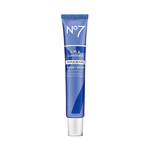No7 Lift & Luminate Triple Action Face Serum - Collagen Peptide Anti Wrinkle Serum + Brightening Emblica & Vitamin C Face Serum + Pro Retinol Skin Firming Hyaluronic Acid & Hibiscus (50ml)