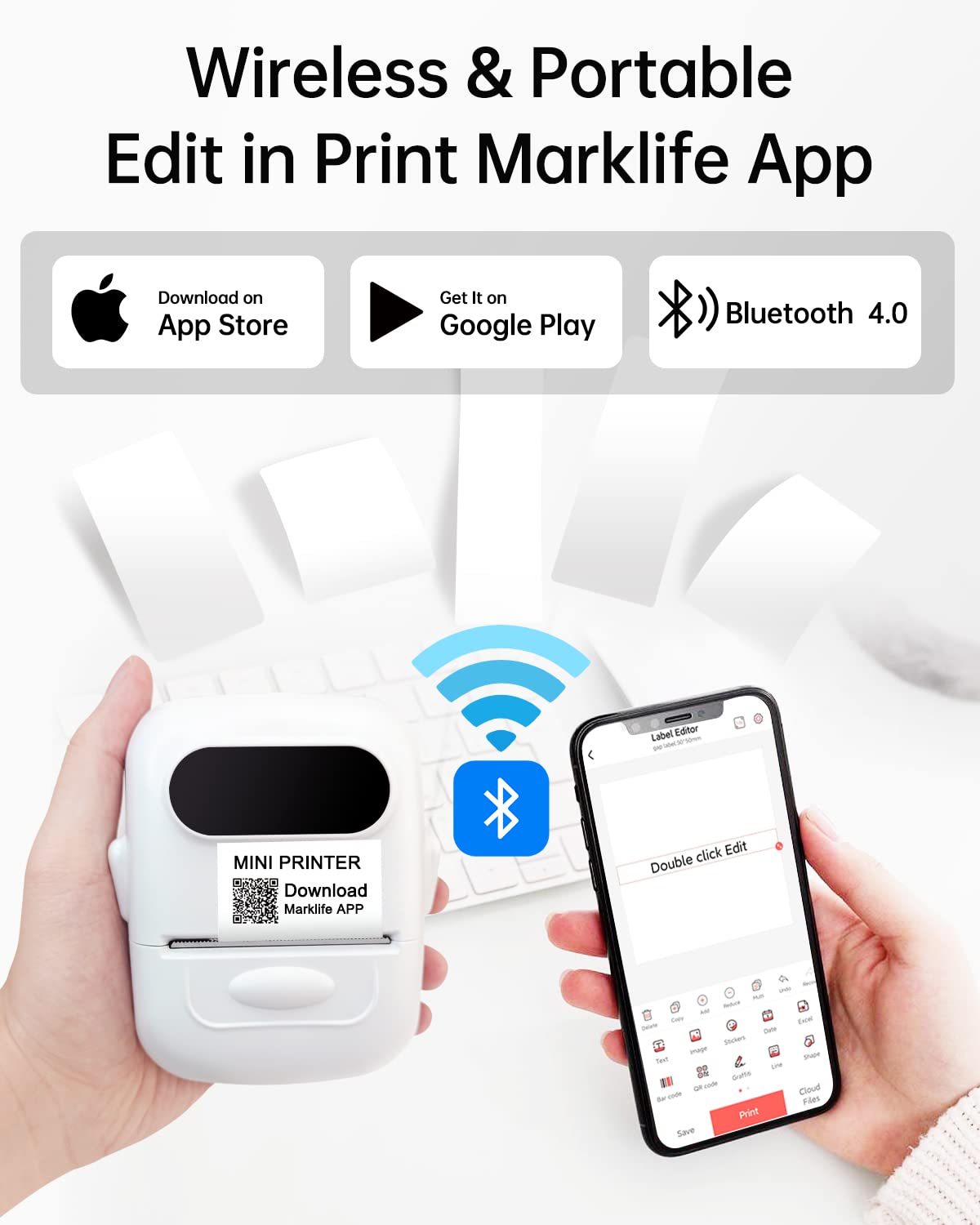Label Maker Machine with Tape P50 - 2 Inch Portable Barcode Label Printer, Bluetooth Label Stickers Machine for Clothing, Jewelry, Retail, Address, Barcode, QR Code, Home, Office
