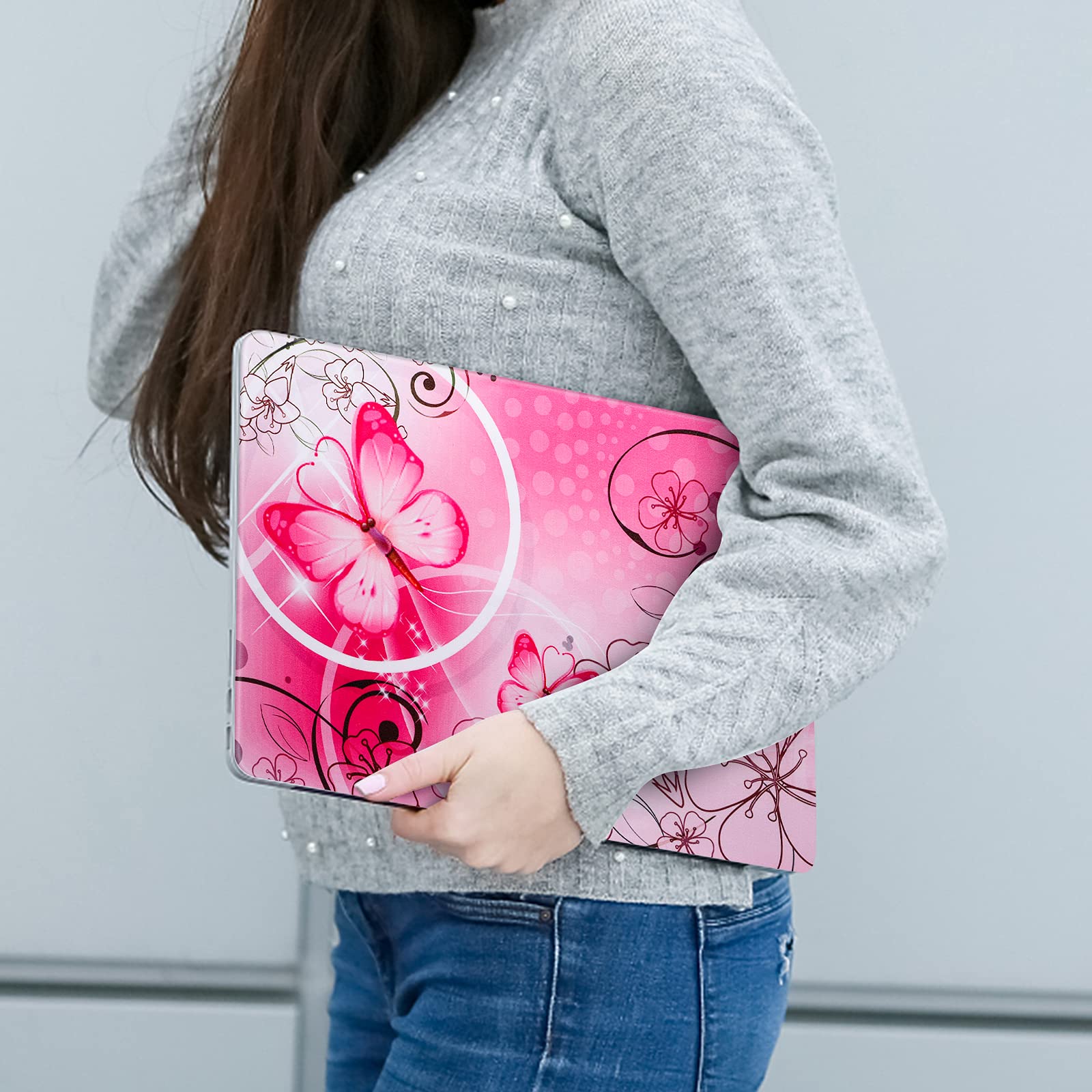 Pink Butterfly11.6 13 13.3 14 15 15.6 inches Netbook Laptop Skin Sticker Reusable Protector Cover Decal FY-NEK-009