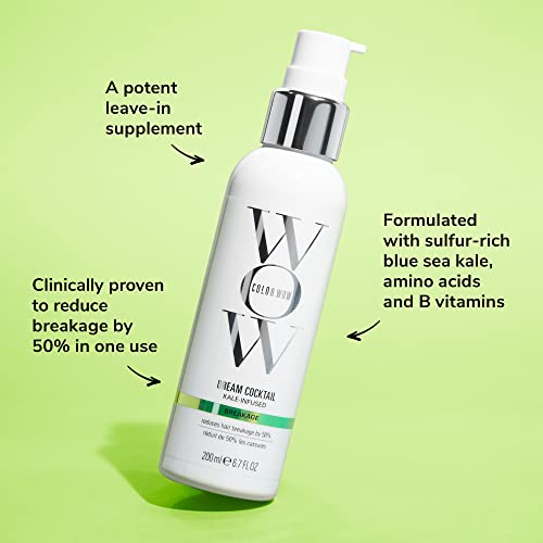 Color Wow Dream Cocktail Kale Infused β 50% stronger hair in a single use; Clinically proven to reduce breakage by 50%; Powerful heat protectant; Helps repair split ends