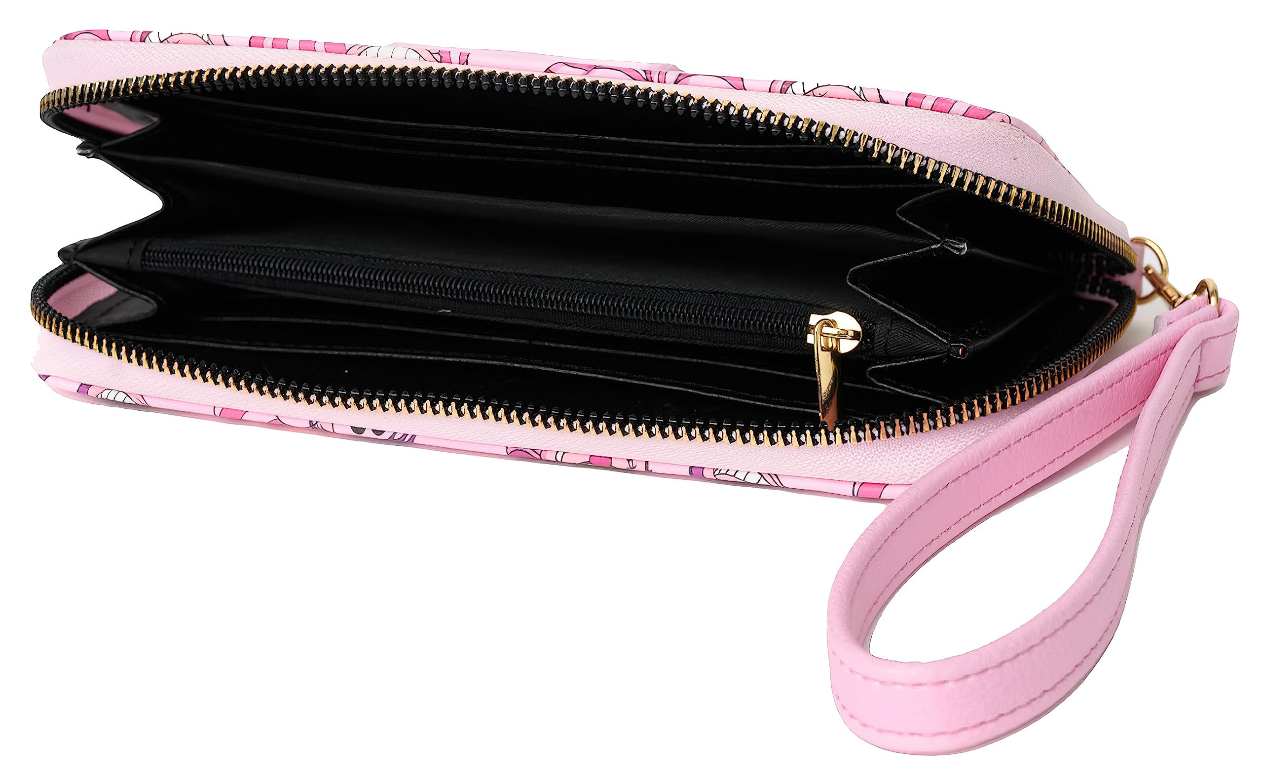 Disney Wallet Wristlet Zip Clutch Faux Leather (Cheshire Cat Pink)