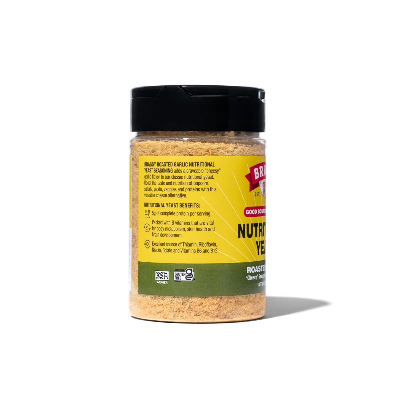 Bragg Nutritional Yeast Roasted Garlic Seasoning - 3 oz - Dairy-Free Parmesan Cheese Substitute - Perfect for Salads, Pastas, Popcorn, and More