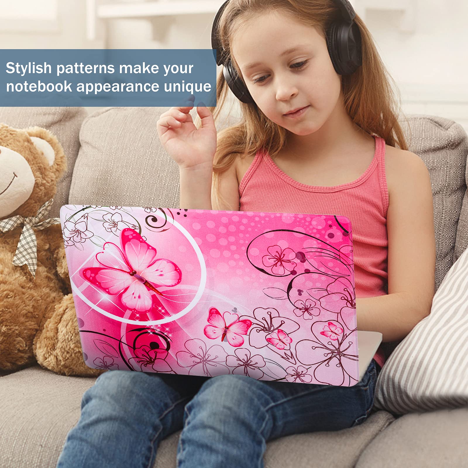 Pink Butterfly11.6 13 13.3 14 15 15.6 inches Netbook Laptop Skin Sticker Reusable Protector Cover Decal FY-NEK-009